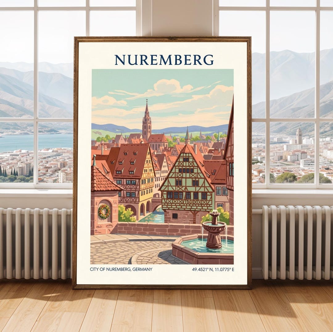 Nuremberg Poster, Retro German Village Scene, European Cityscape - Etsy
