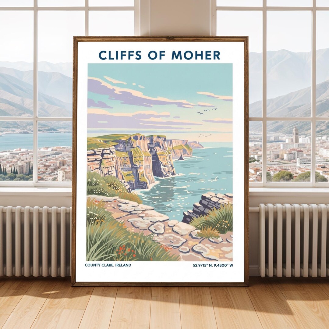 Cliffs of Moher Print – Vintage Irish Coast Travel Poster - Etsy