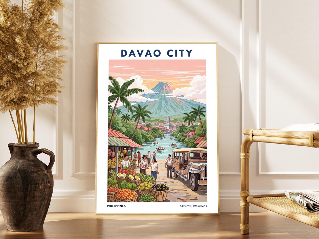 Davao City Vintage Travel Poster – Philippines Island Art Print - Etsy