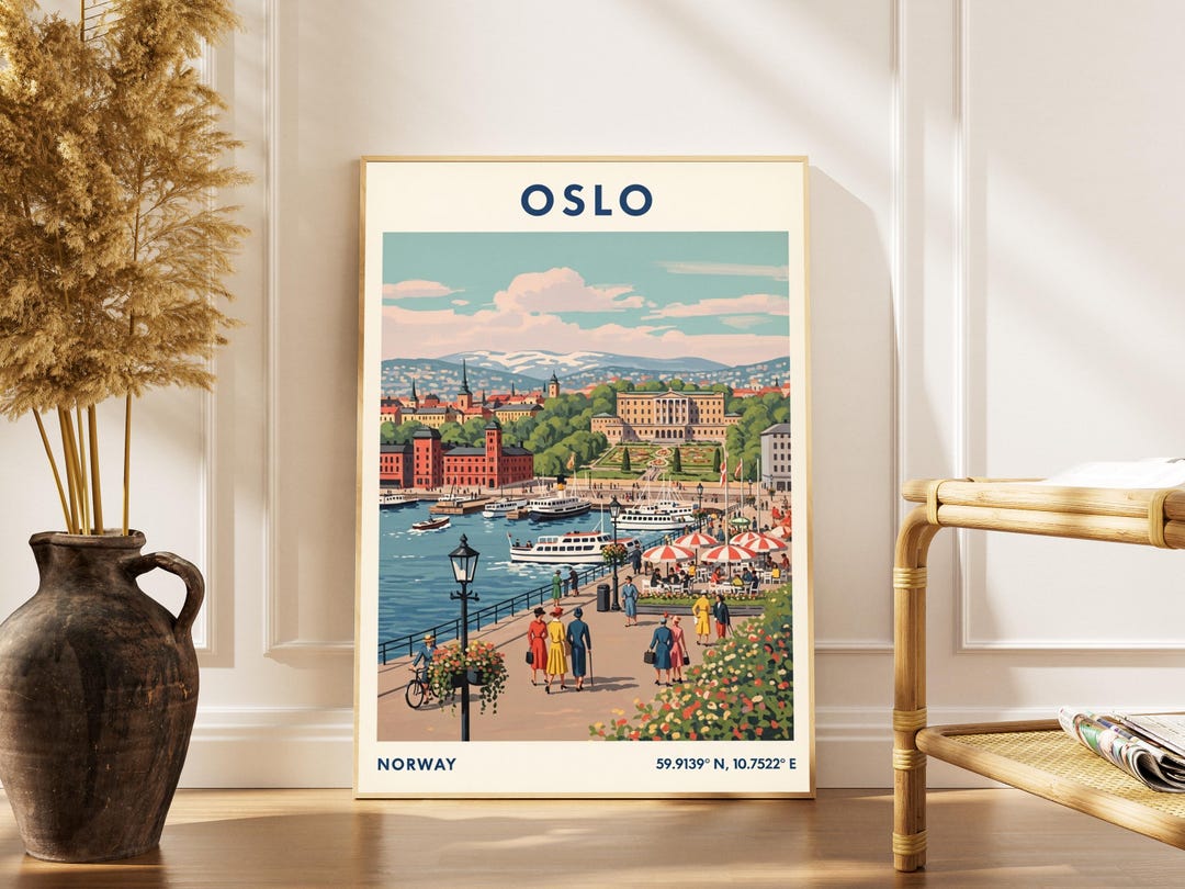 Retro Oslo Travel Poster – Norway Cityscape Art Print - Etsy UK