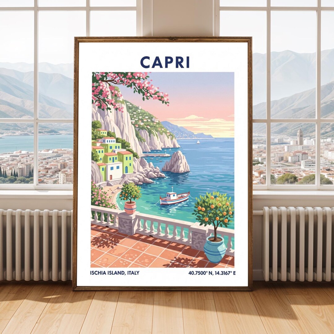 Capri Coastal Art Print – Italian Travel Poster - Etsy