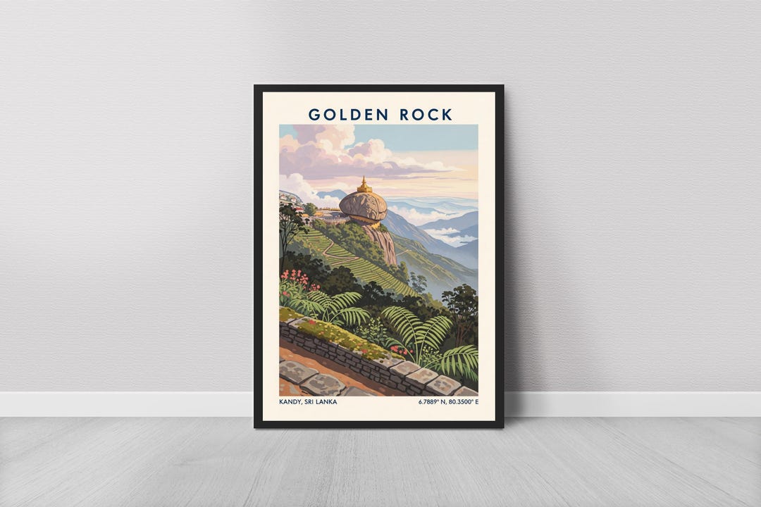 Kanda Rock, Sri Lanka Travel Poster, Vintage Wall Art Print - Etsy