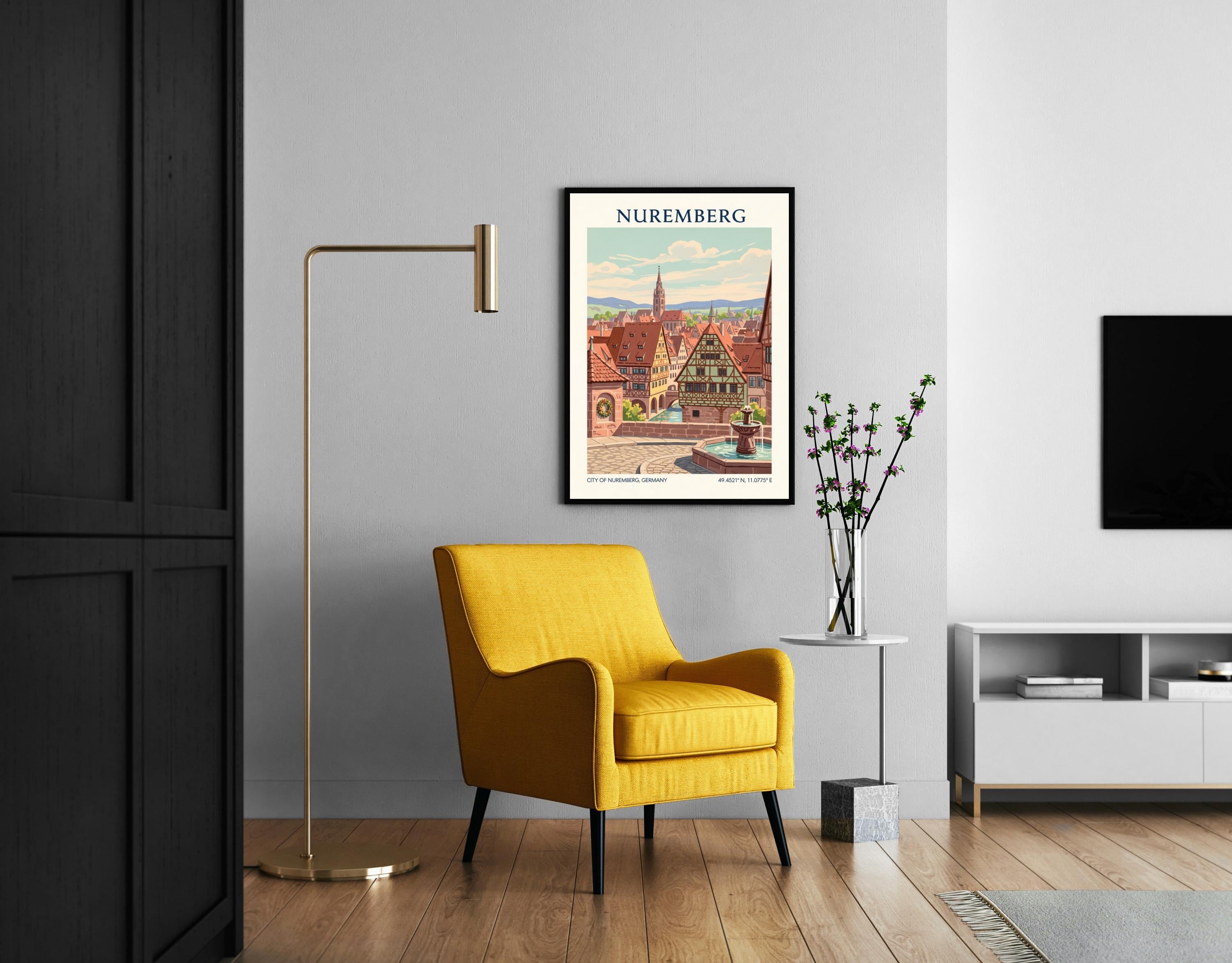 Nuremberg Poster, Retro German Village Scene, European Cityscape - Etsy