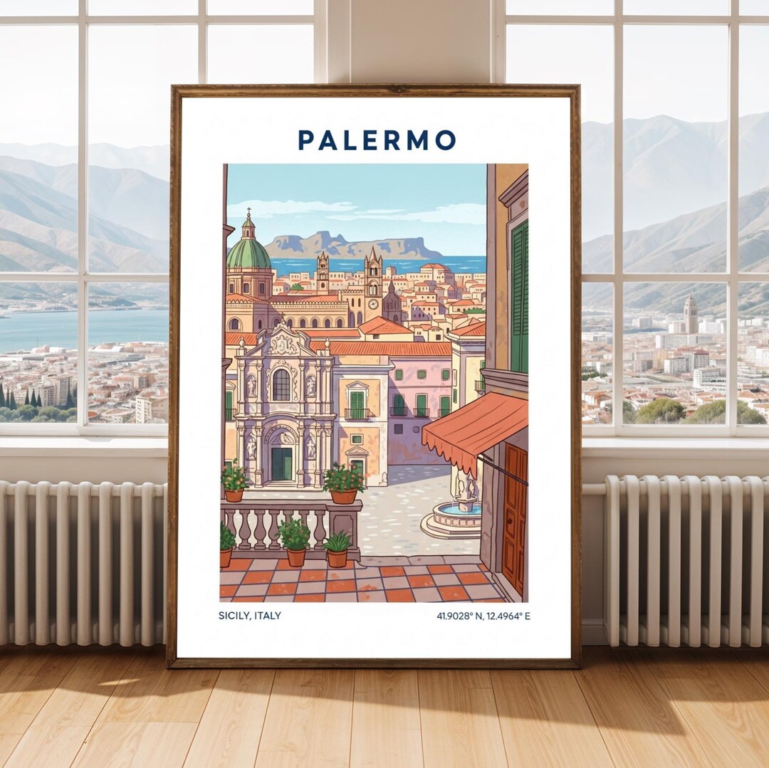 Palermo Print, Sicilian Seaside Art, Italian Cityscape Illustration - Etsy