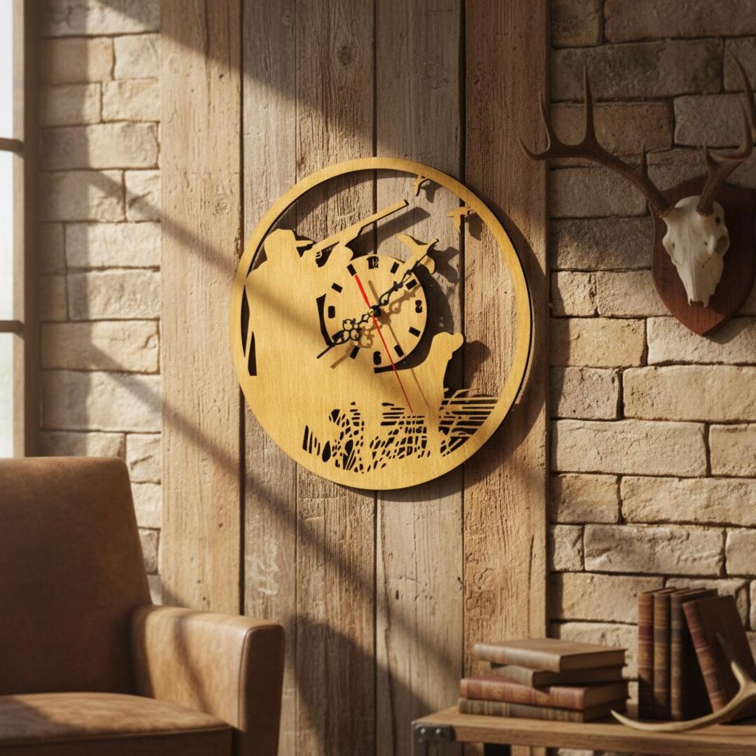 Wooden Hunting Wall Clock – Handmade & Laser Cut - Etsy