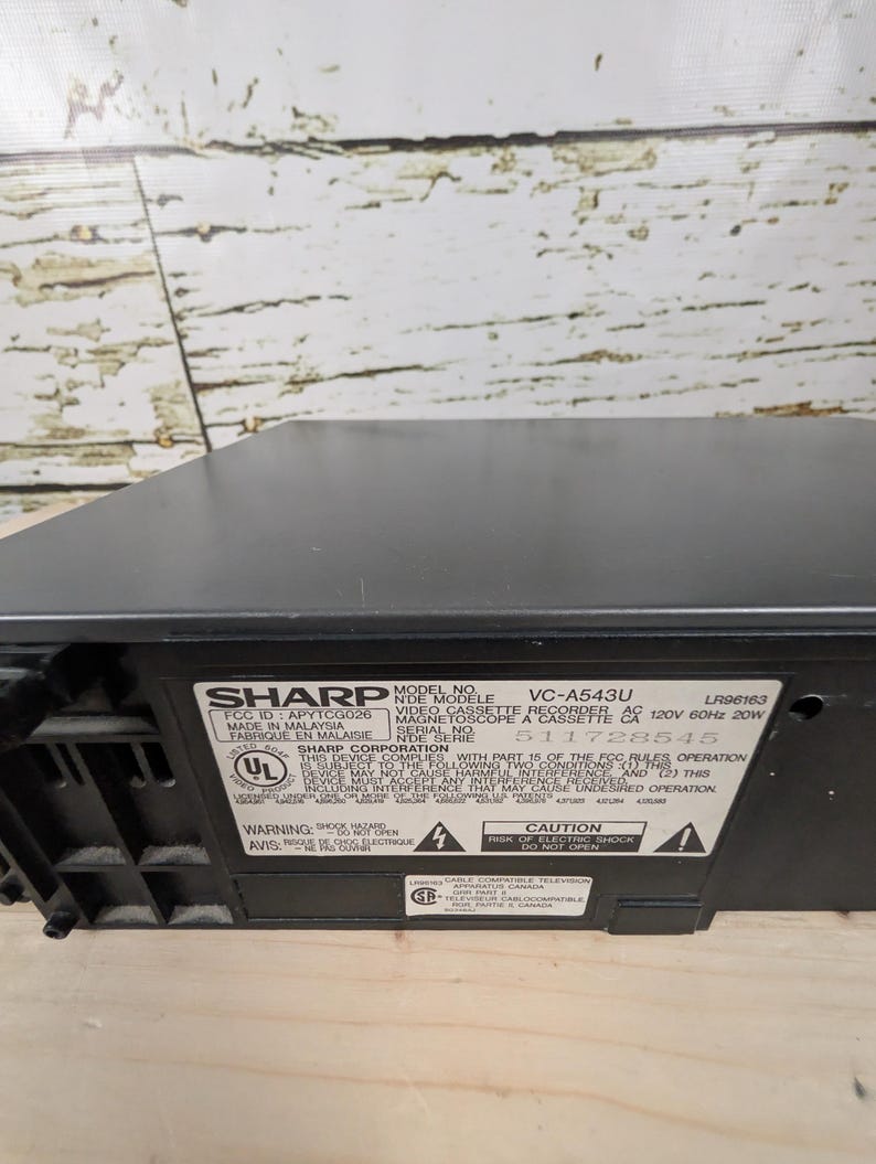 Vintage Sharp VHS VCR, Model VC-A543U – 4 Heads / Mid-drive – VHS HQ ...