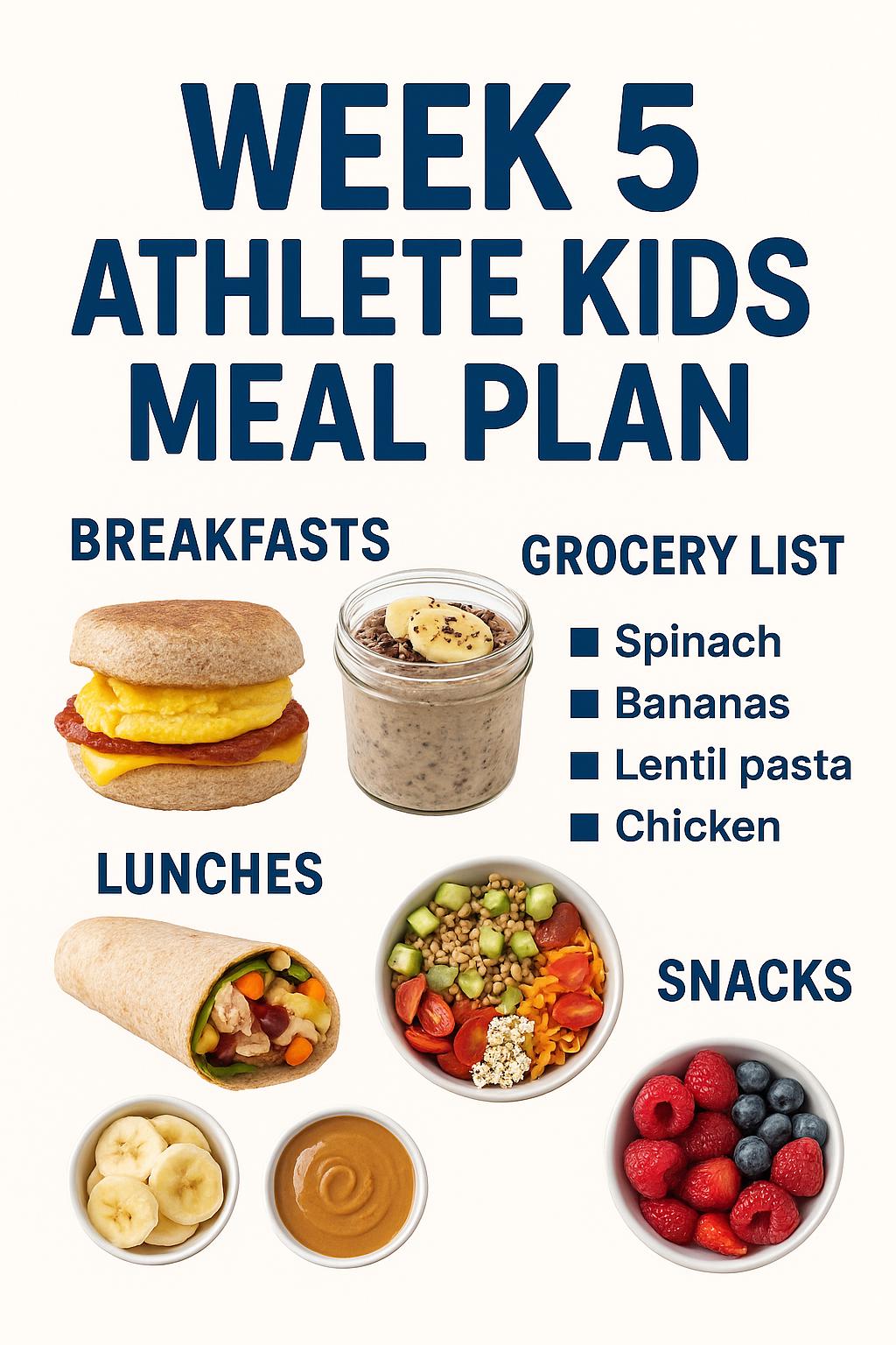 Week 5 Athlete Kids Meal Plan - High Protein & Complex Carbs - Cold ...