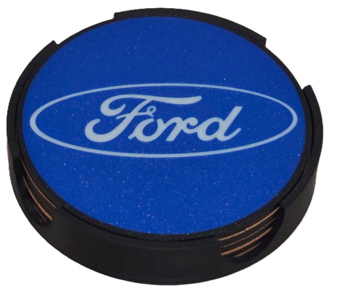 Ford Logo Drink Coaster Set: Cork Backed, Set of 4 With Holder - Etsy