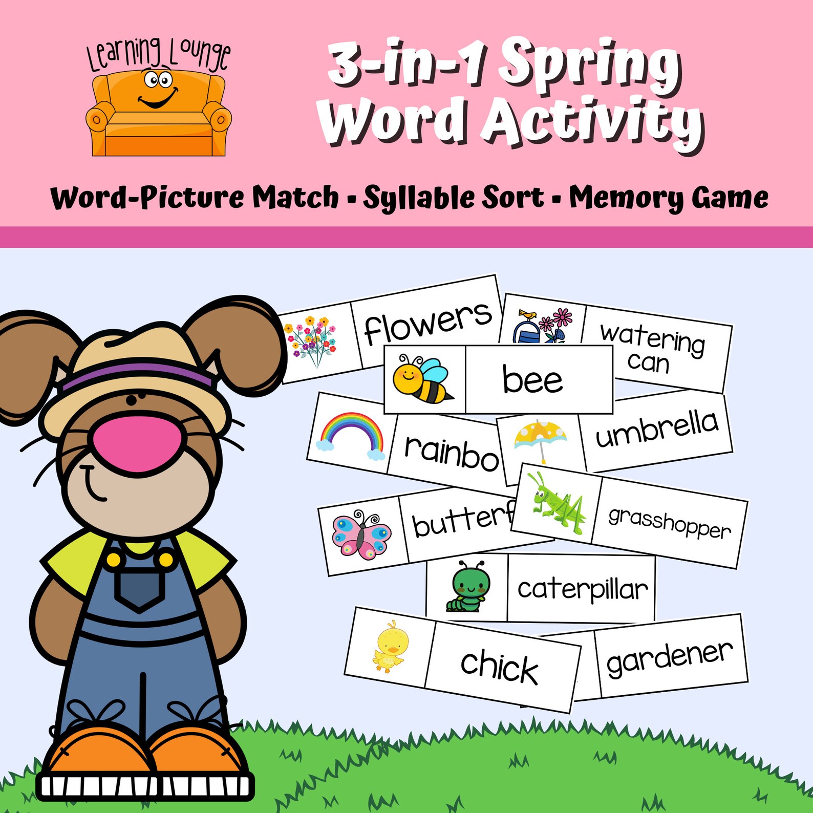 Spring 3-in-1 Word Learning Activity | Pre-k, Kindergarten, First Grade ...