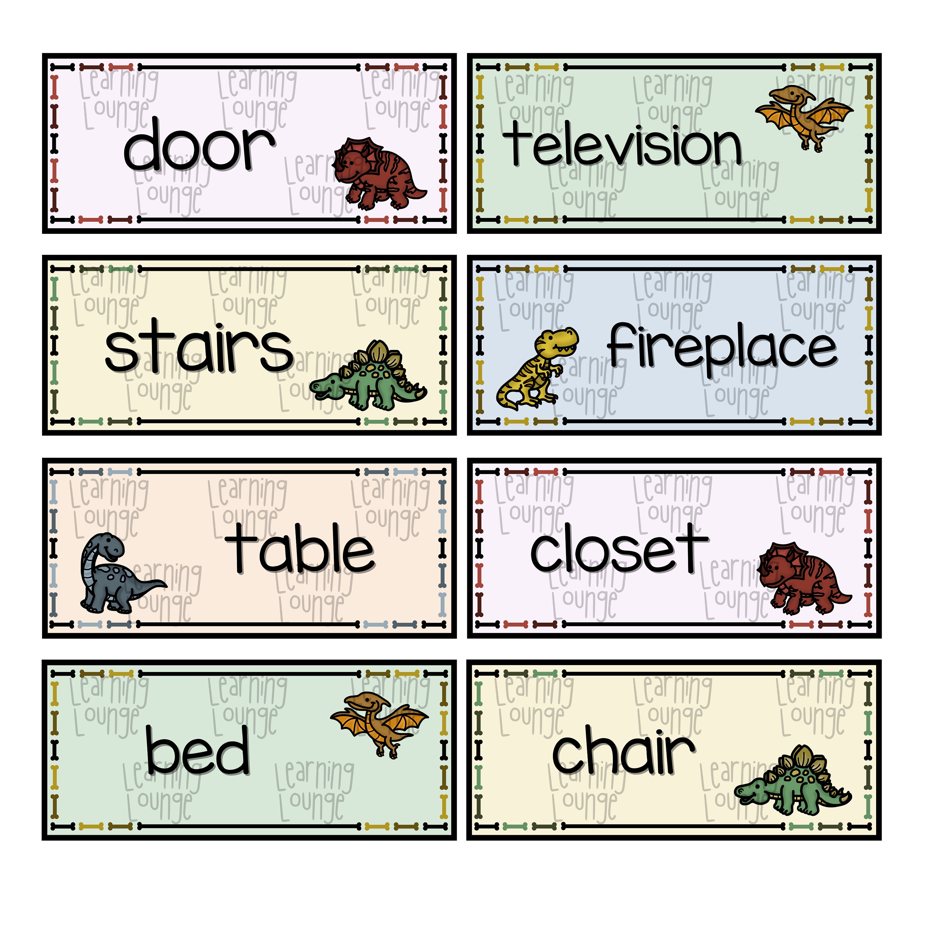 Dinosaur Theme Home Learning Labels Preschool Kindergarten Reading Home ...