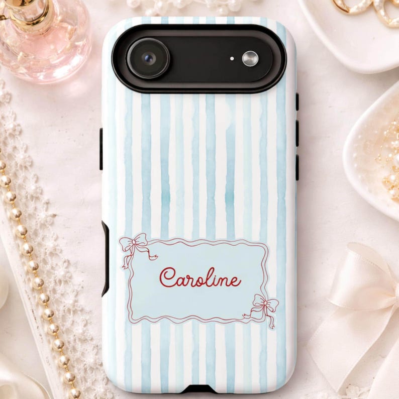 Personalized Phone Case Coquette Phonecover Custom Name Striped Gift ...