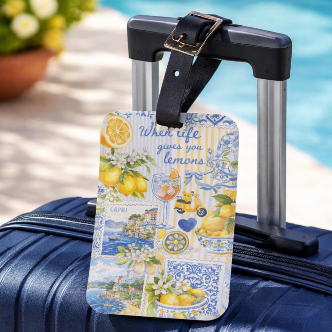 Luggage Tag Italian Aesthetic Suitcase Tag Lemon Travel Tag Italy ...