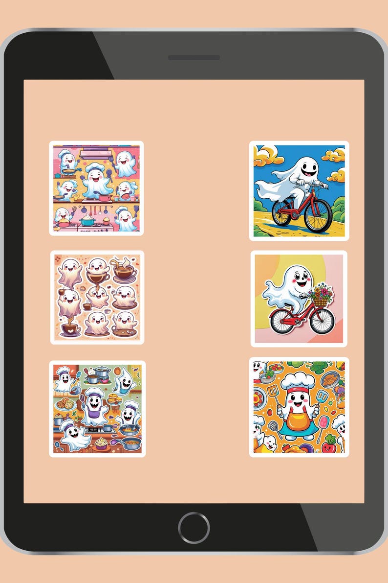 Cute Ghost Sticker Sheet – Digital PNG, PDF | Ghosts Riding Bikes ...