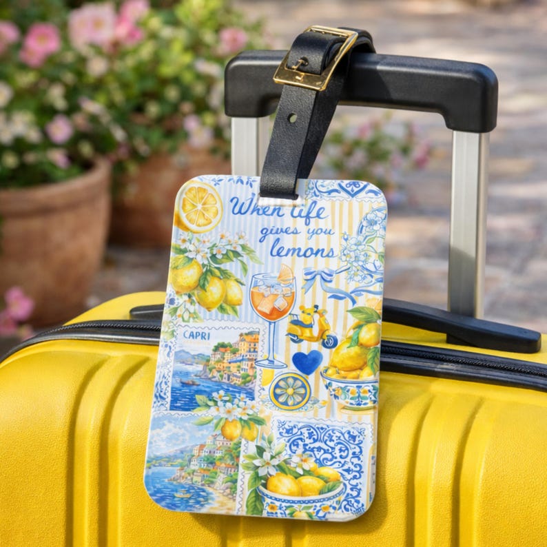 Luggage Tag Italian Aesthetic Suitcase Tag Lemon Travel Tag Italy ...