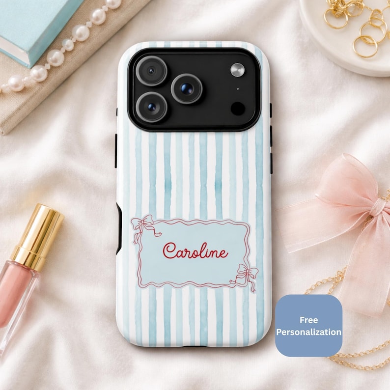 Personalized Phone Case Coquette Phonecover Custom Name Striped Gift ...