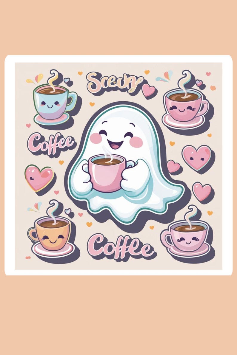 Cute Ghost Sticker Sheet – Digital PNG, PDF | Ghosts Riding Bikes ...