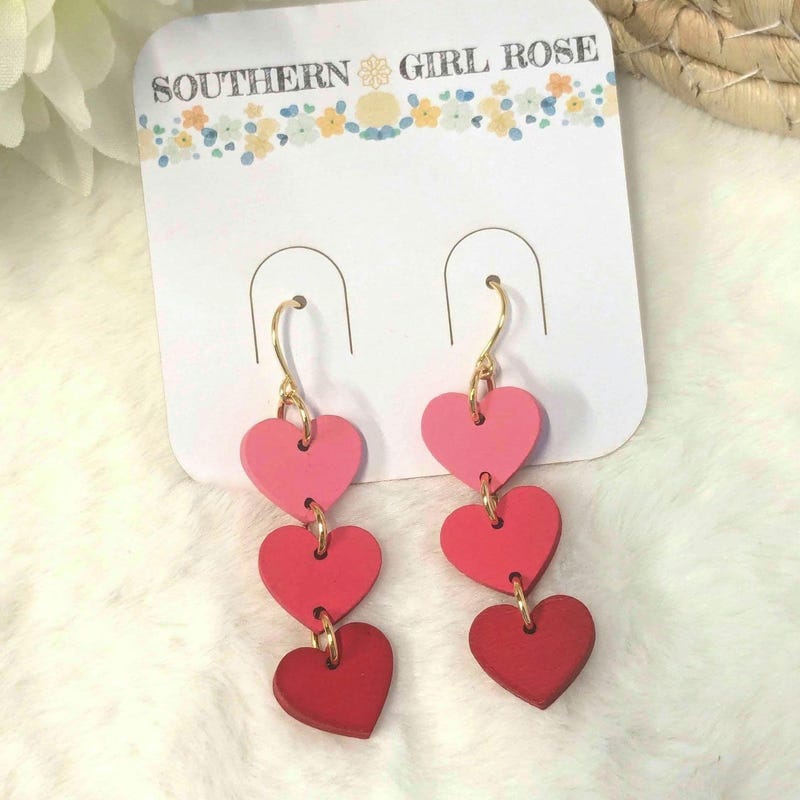 Red & Black Drop Earrings - Etsy