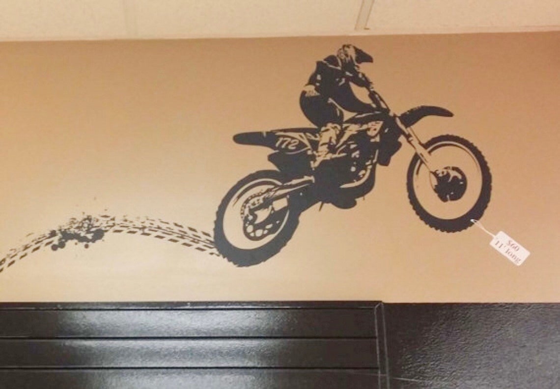 Dirt Bike Wall Decal With Tracks Motor Cross Vinyl - Etsy Canada