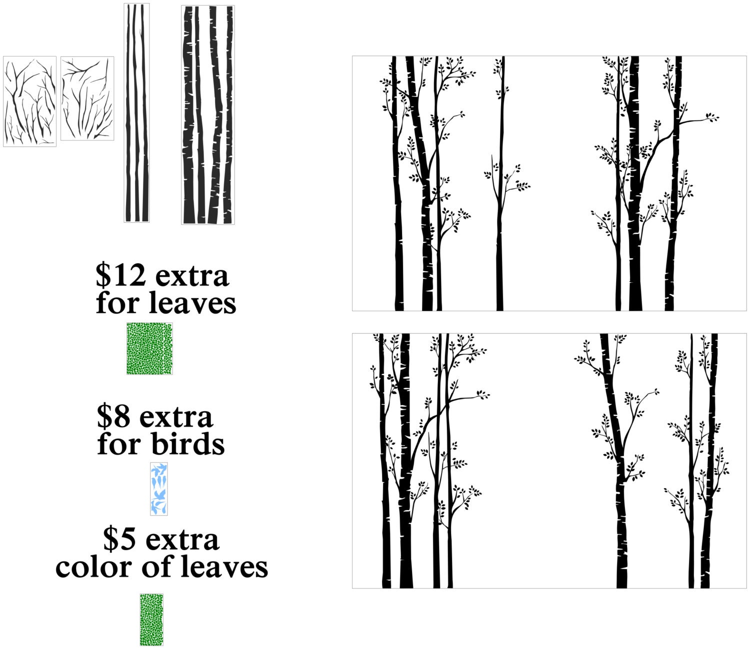 Aspen trees wall decal. This is for the BRANCHES AND STEMS | Etsy