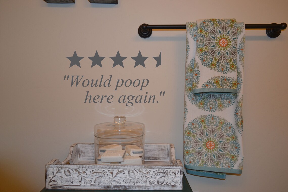 Would Poop Here Again 4 Star Bathroom Wall Decal Sticker for - Etsy