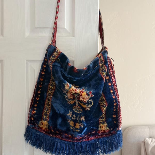 Tapestry Velvet Tote Bag - Etsy