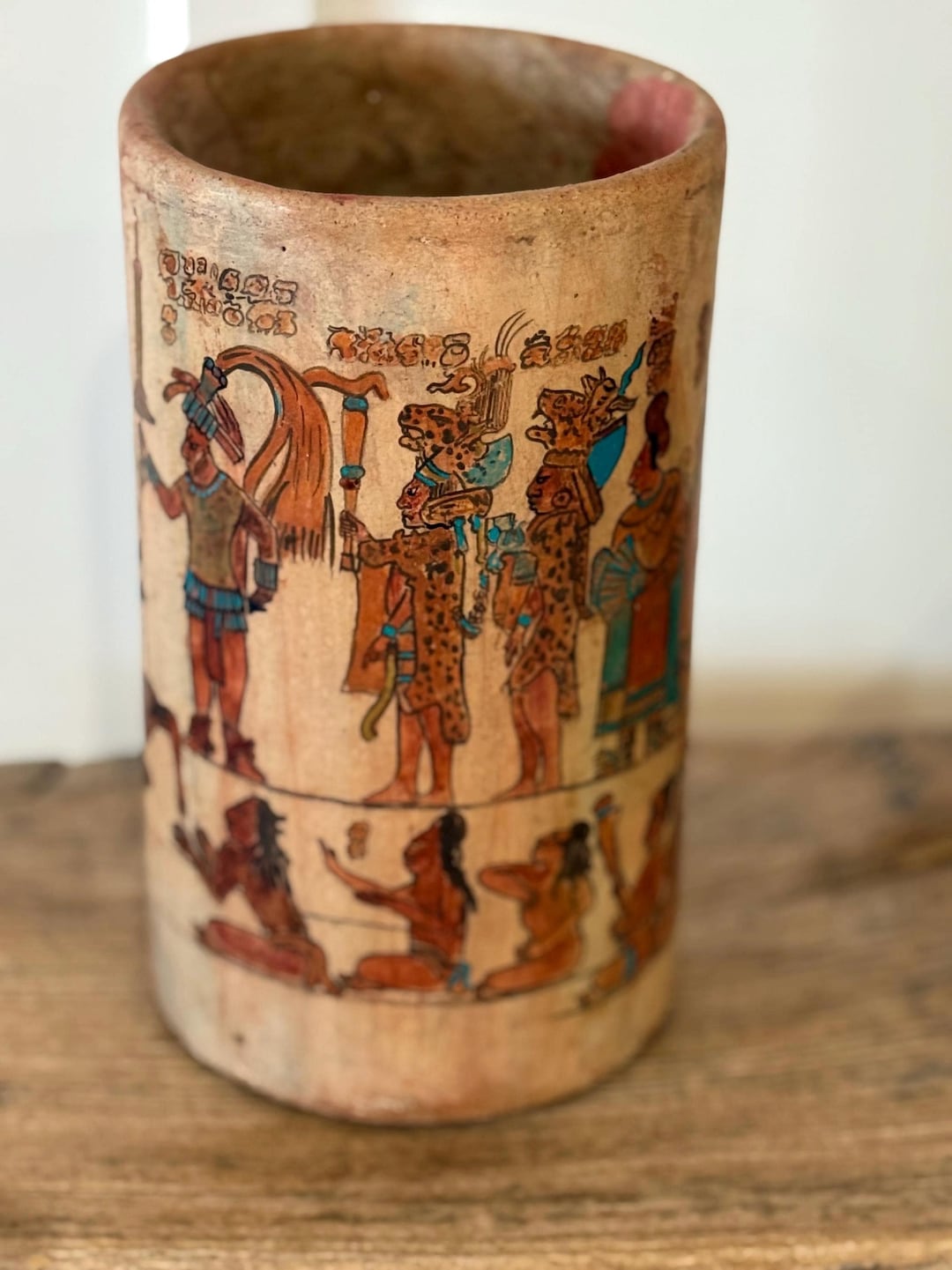 Handcrafted Maya-inspired Ceramic Vessel – Ancient Mesoamerican Scene ...