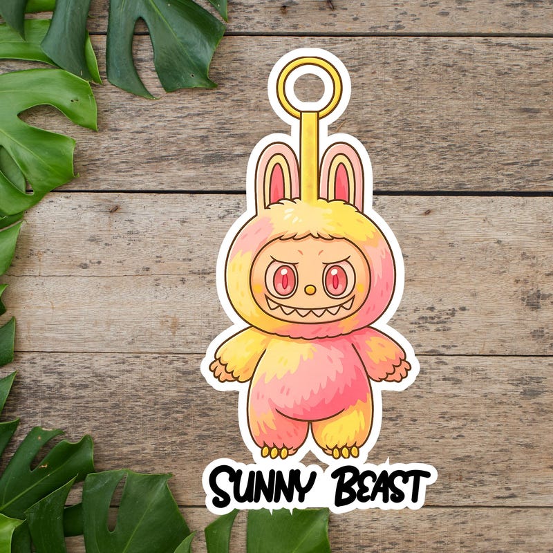 Pink and Yellow Labubu - Etsy