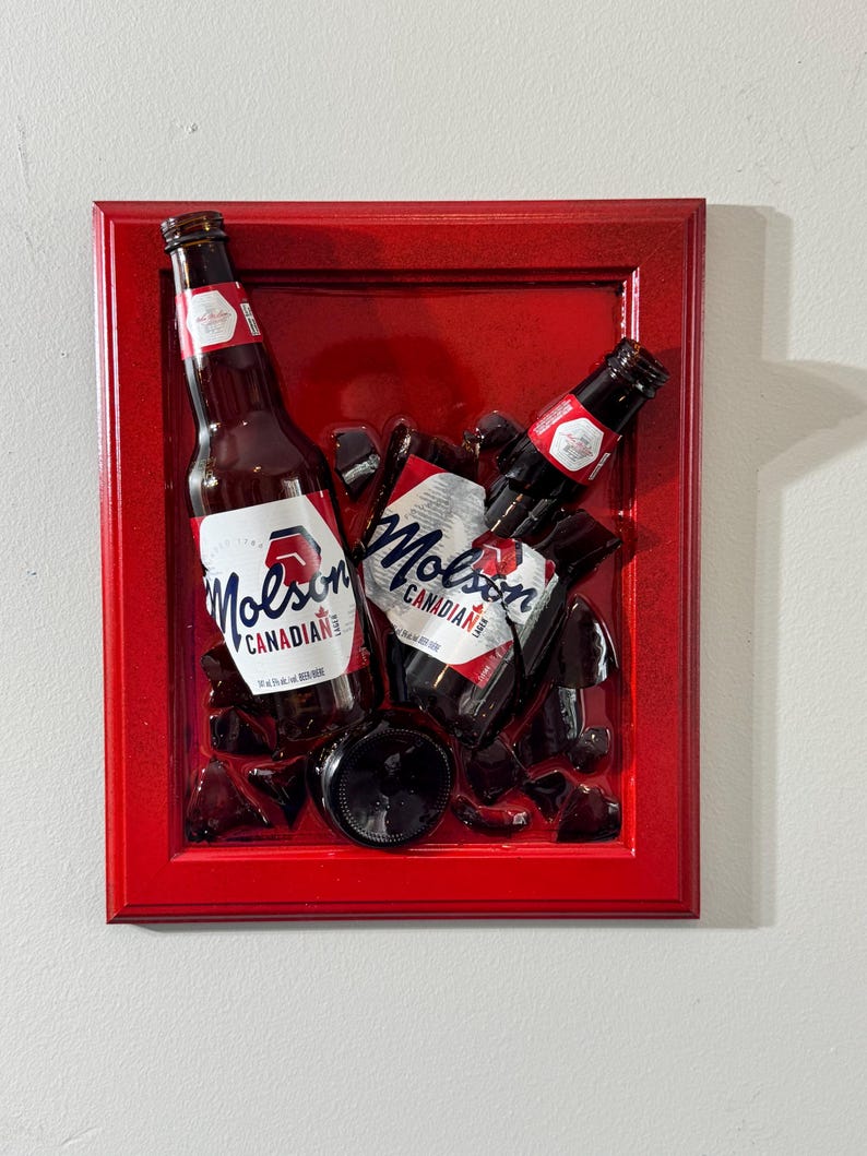 Molson Canadian Beer Wall Art – Handmade Red Frame With Broken Glass ...
