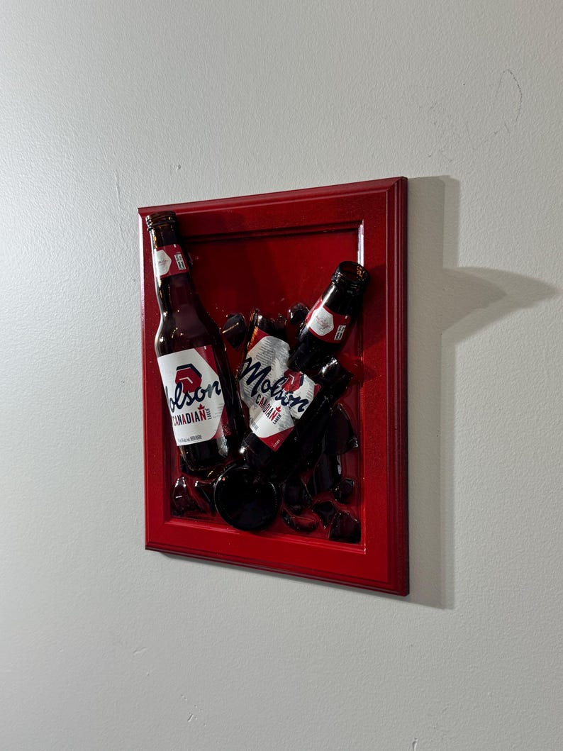 Molson Canadian Beer Wall Art – Handmade Red Frame With Broken Glass ...