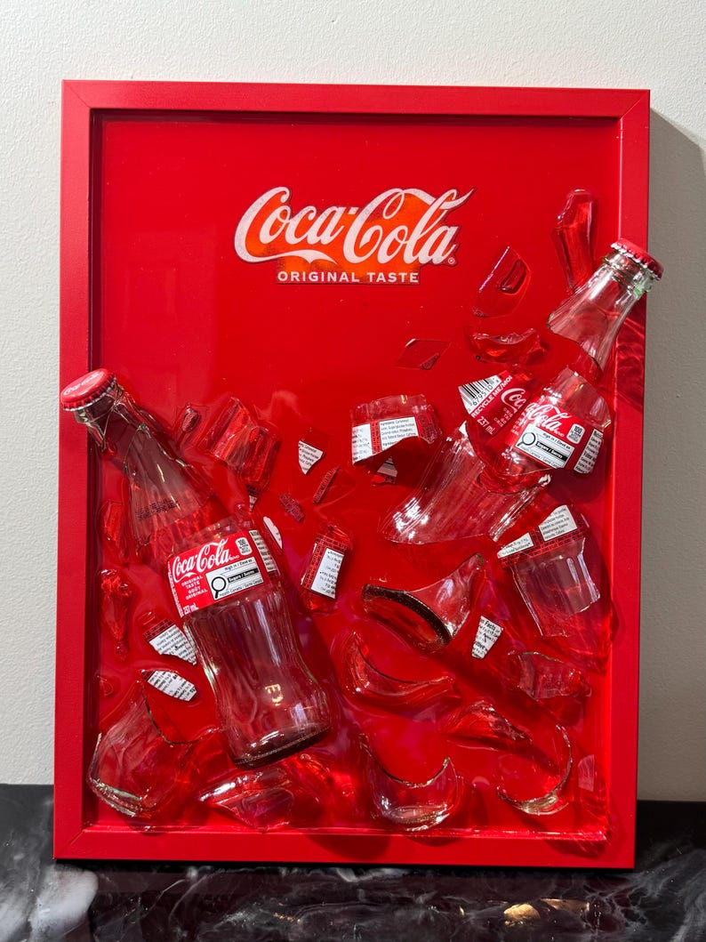 Coca-cola Bottle Art: 3D Glass in Red Resin Frame - Etsy