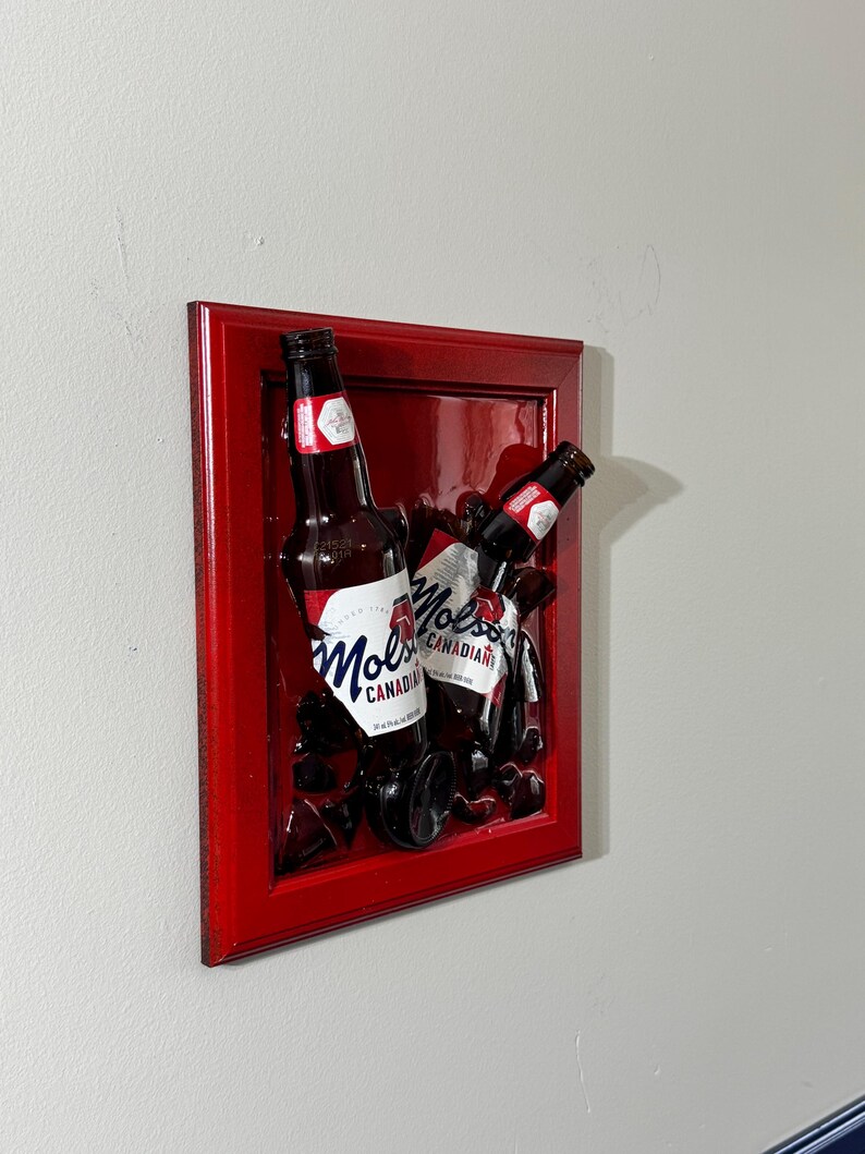 Molson Canadian Beer Wall Art – Handmade Red Frame With Broken Glass ...