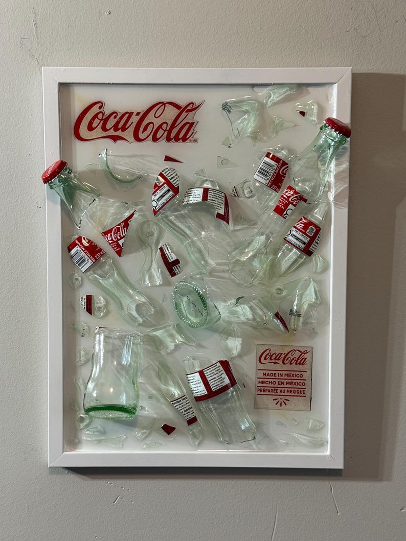 Coca-cola Bottle Art: 3D Glass Resin Wall Decor in White Frame - Etsy