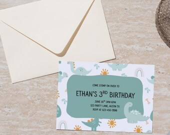 Dino Birthday Invitation - Etsy
