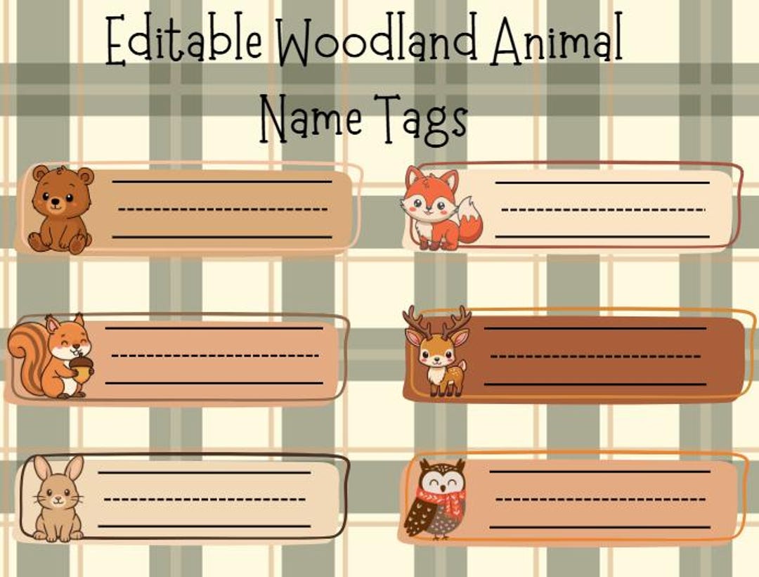 Editable Woodland Animal Name Tags for Classroom Resources for Teachers ...