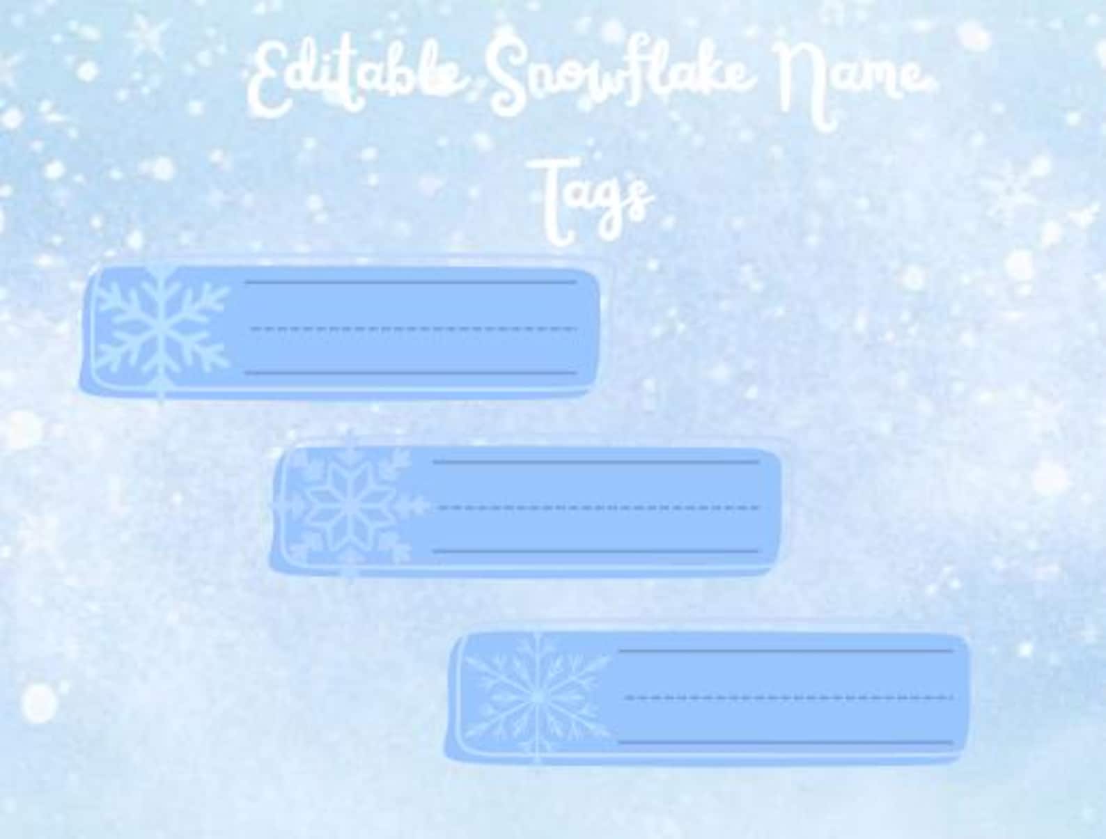 Editable Snowflake Name Tags Printable Preschool Classroom Resources ...