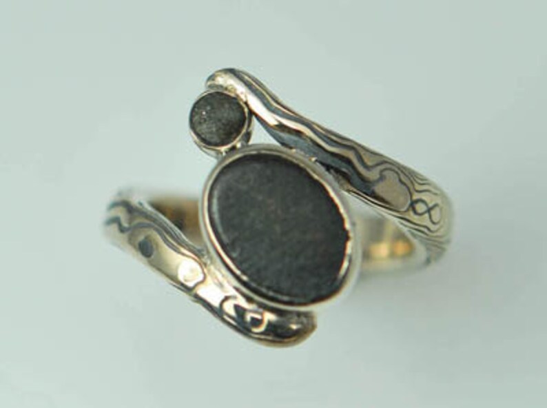 River Rock Wedding Ring in Mokume Gane Custom Design Use Your - Etsy