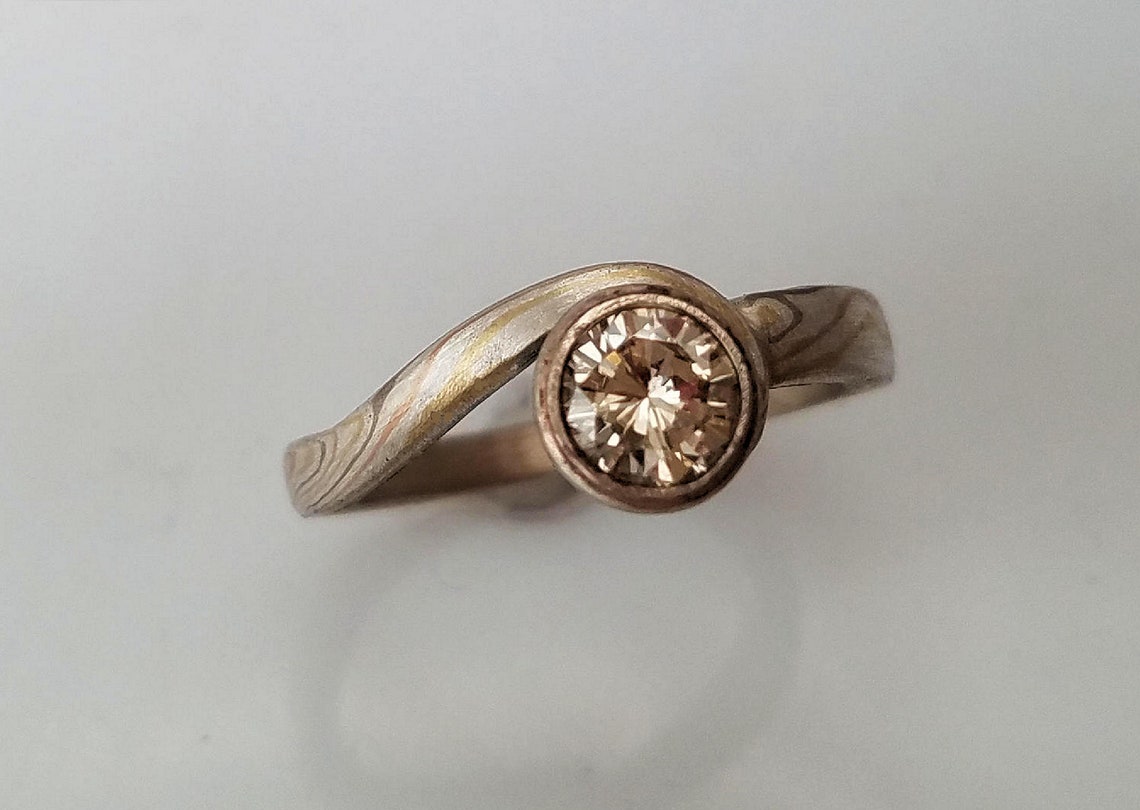 Unique Solitaire Engagement Ring With Nature Inspiration in - Etsy