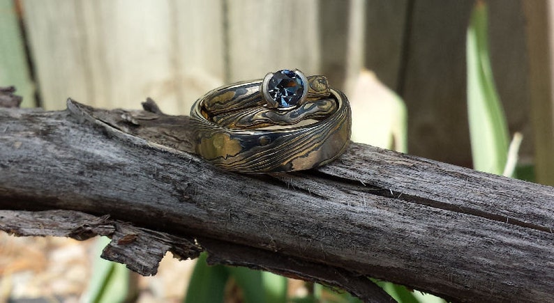Earthy Style Sapphire Engagement Ring Solitaire With Band - Etsy