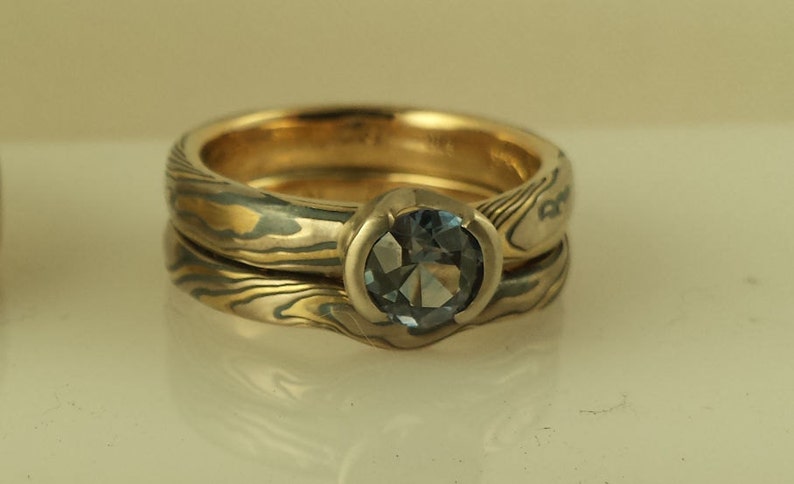 Earthy Style Sapphire Engagement Ring Solitaire With Band - Etsy