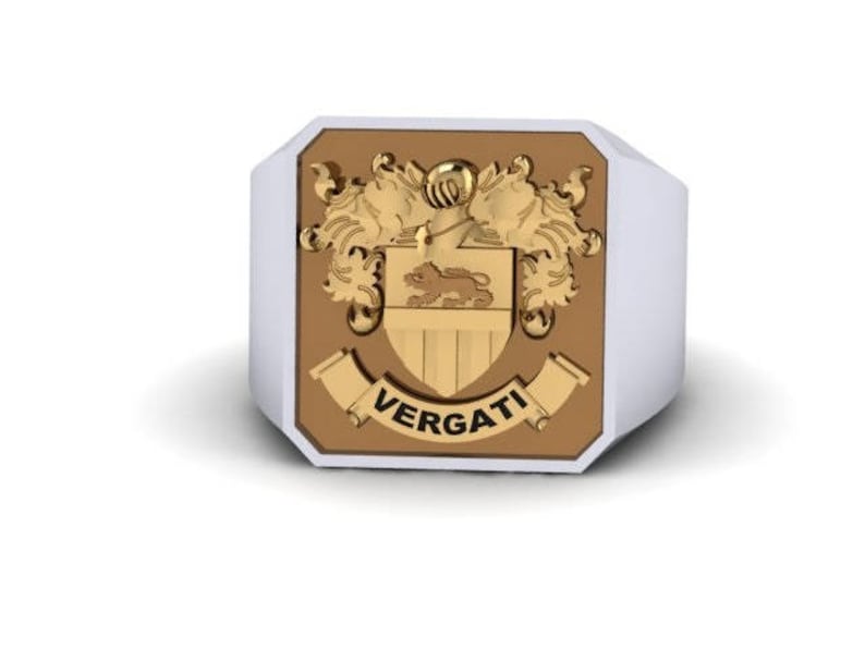 Family Crest Custom Signet Ring, Solid Gold or Sterling Silver - Etsy