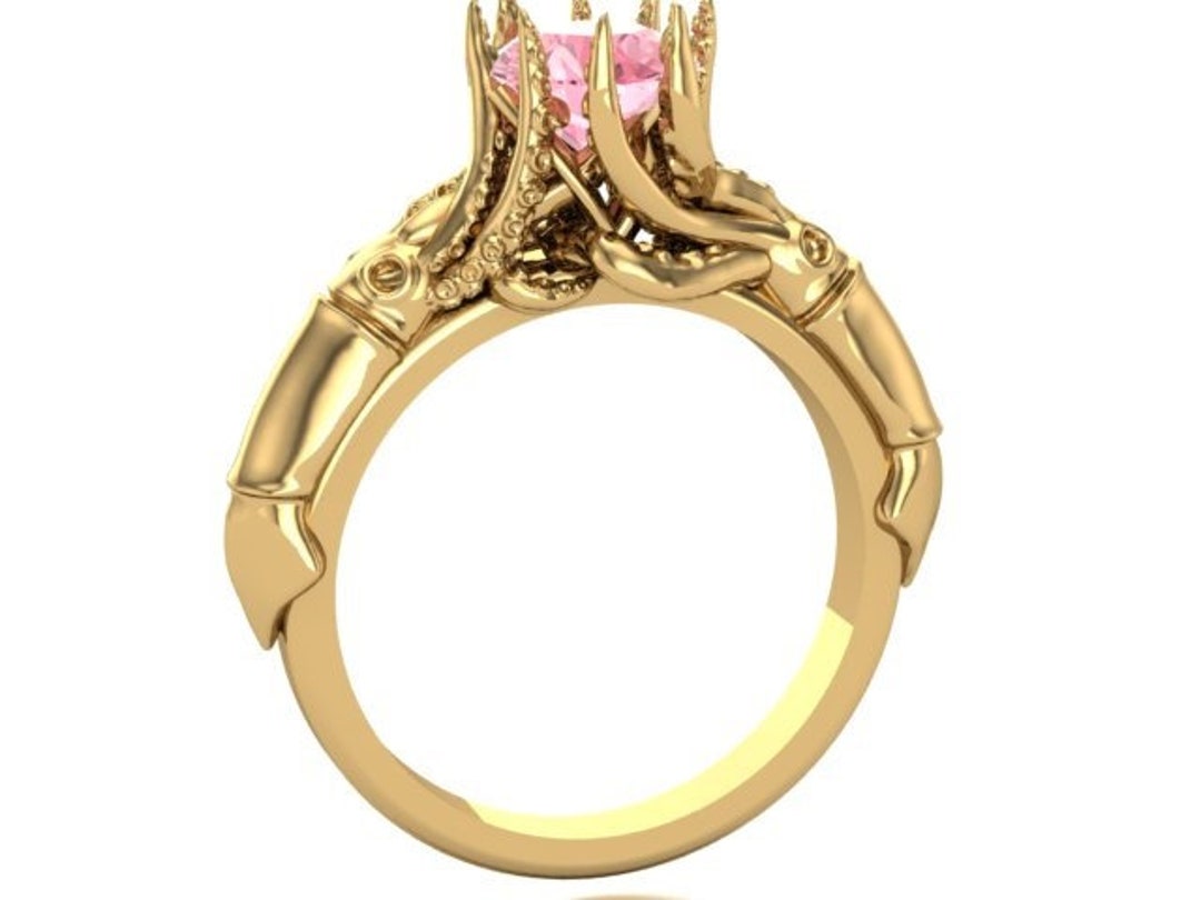 Elegant Squid Sea Creature Ring, Engagement Ring, Squid Diamond Ring ...