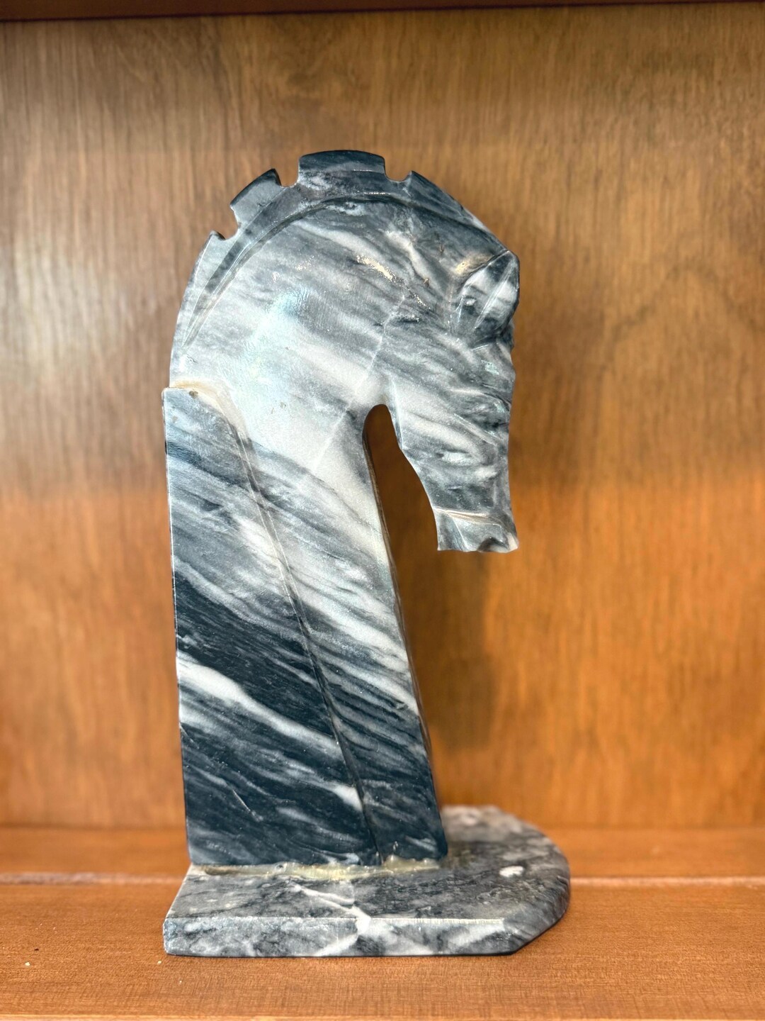 Marble Horse Bookend- Stone Bookcase Decor - Etsy