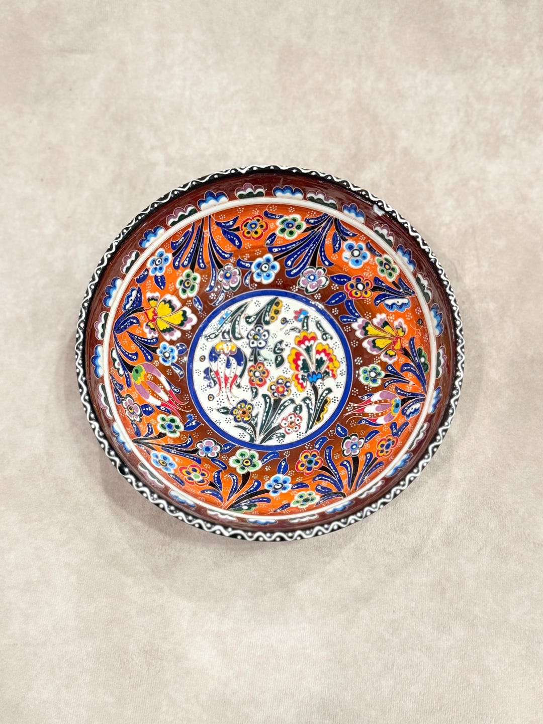 Hand-painted Turkish Ceramic Bowl – Colorful Floral Design – Decorative ...