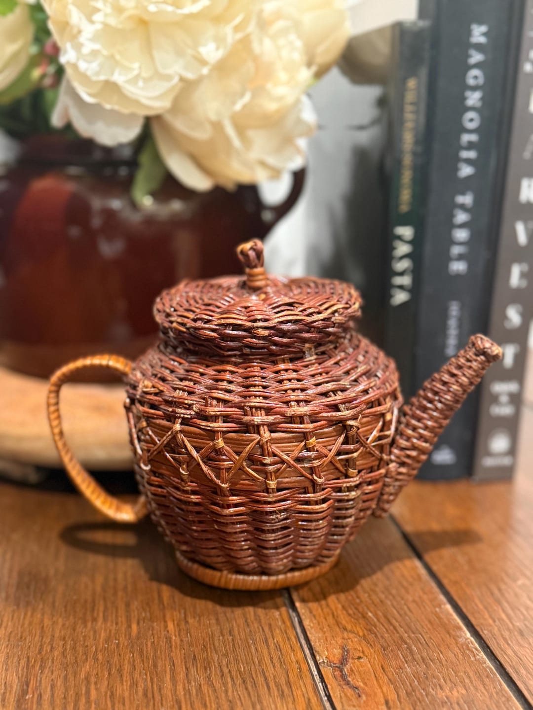 Vintage Wicker Teapot With Lid – 7” Handle to Spout, 5” Tall - Etsy