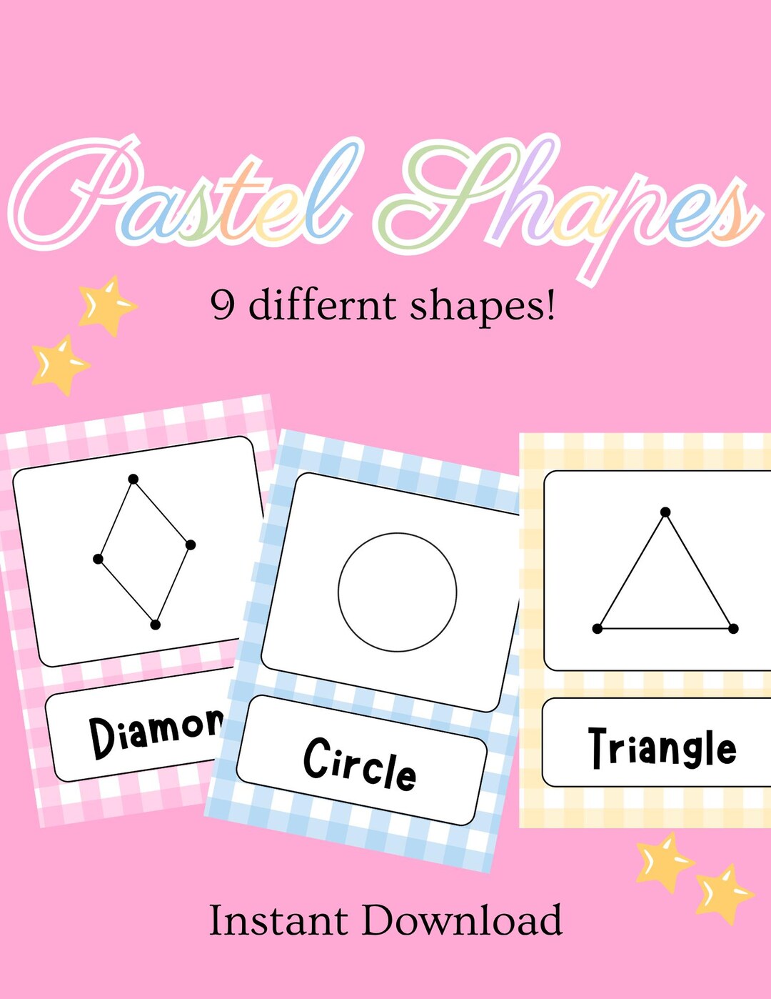 Pastel 2D Shapes Posters | Geometry Math Wall Art (instant Download ...