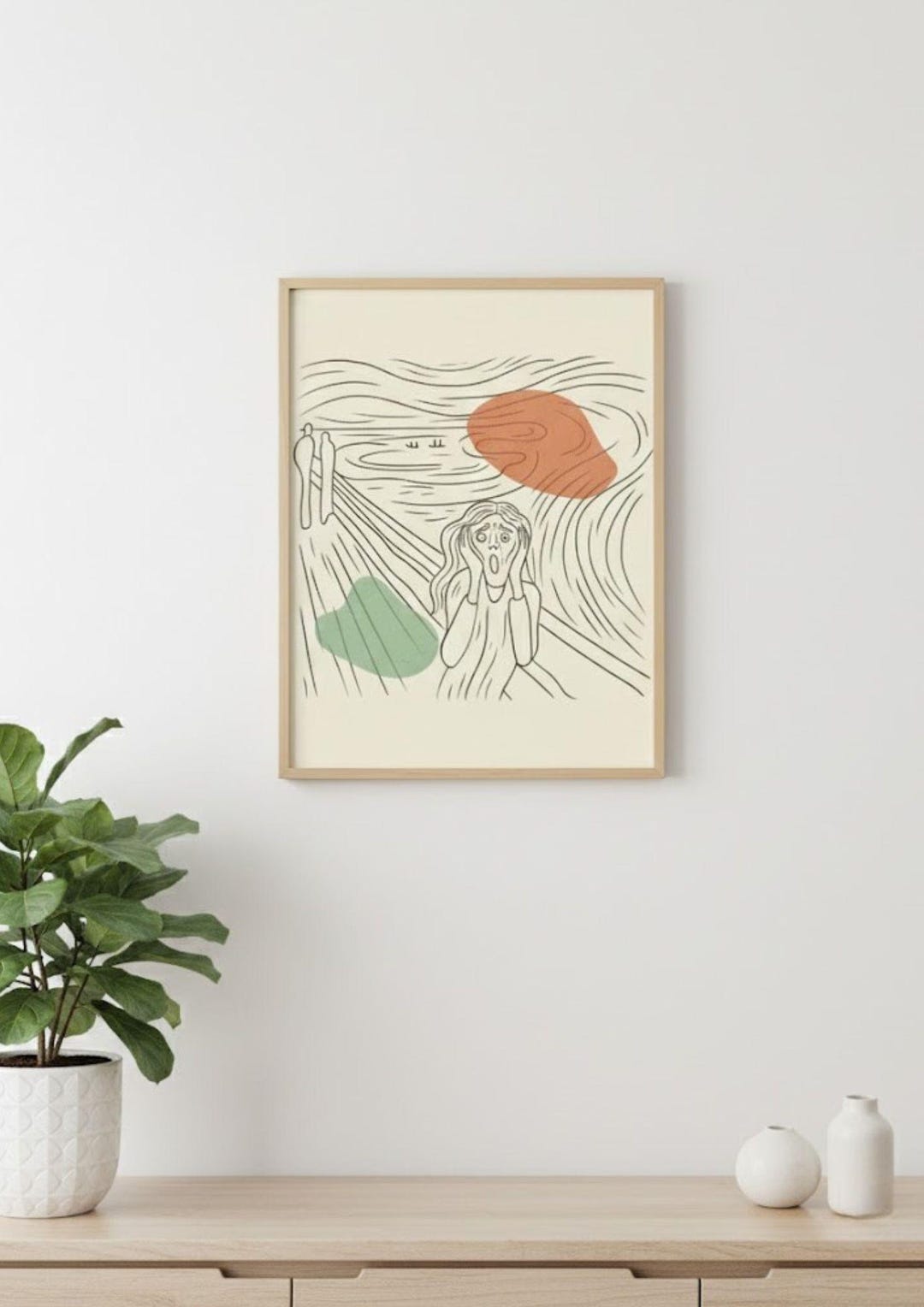The Scream Line Art Print | Modern Color Block Decor (digital Download ...
