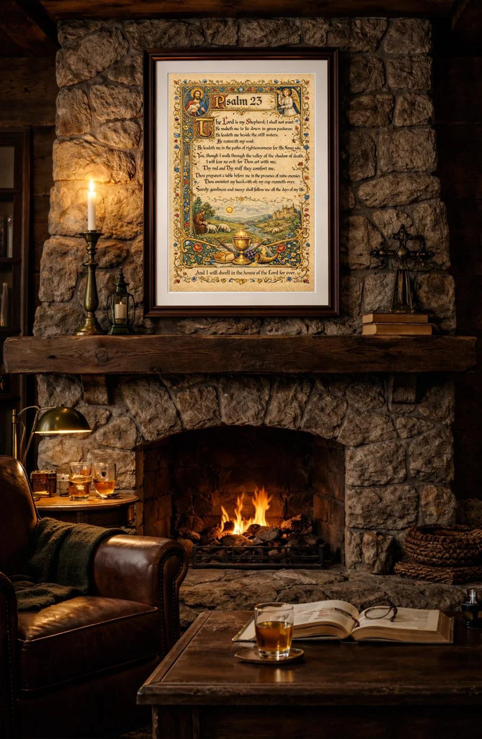 Psalm 23 Illuminated Manuscript Art – Christian Scripture Print ...