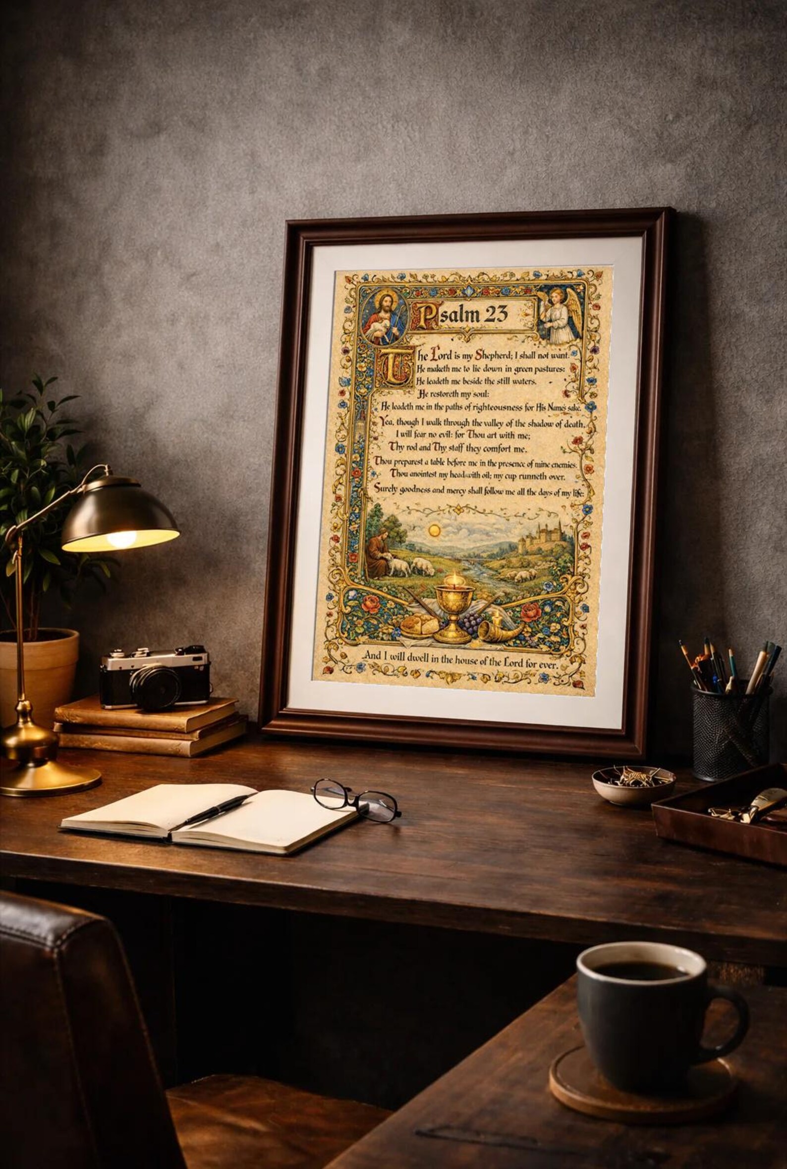 Psalm 23 Illuminated Manuscript Art – Christian Scripture Print ...