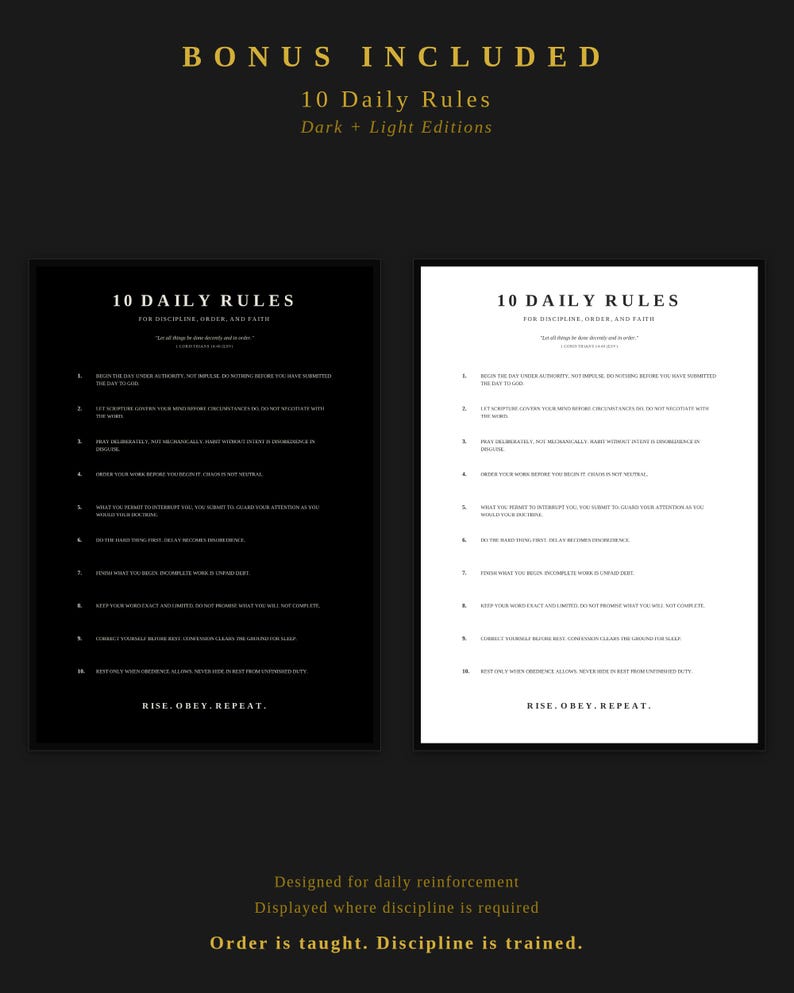 Christian Discipline System for Men – Daily Order Printable (A4/US ...