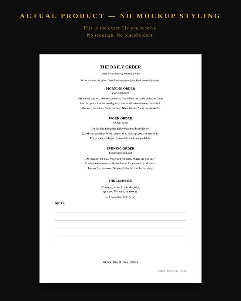 Christian Discipline System for Men – Daily Order Printable (A4/US ...